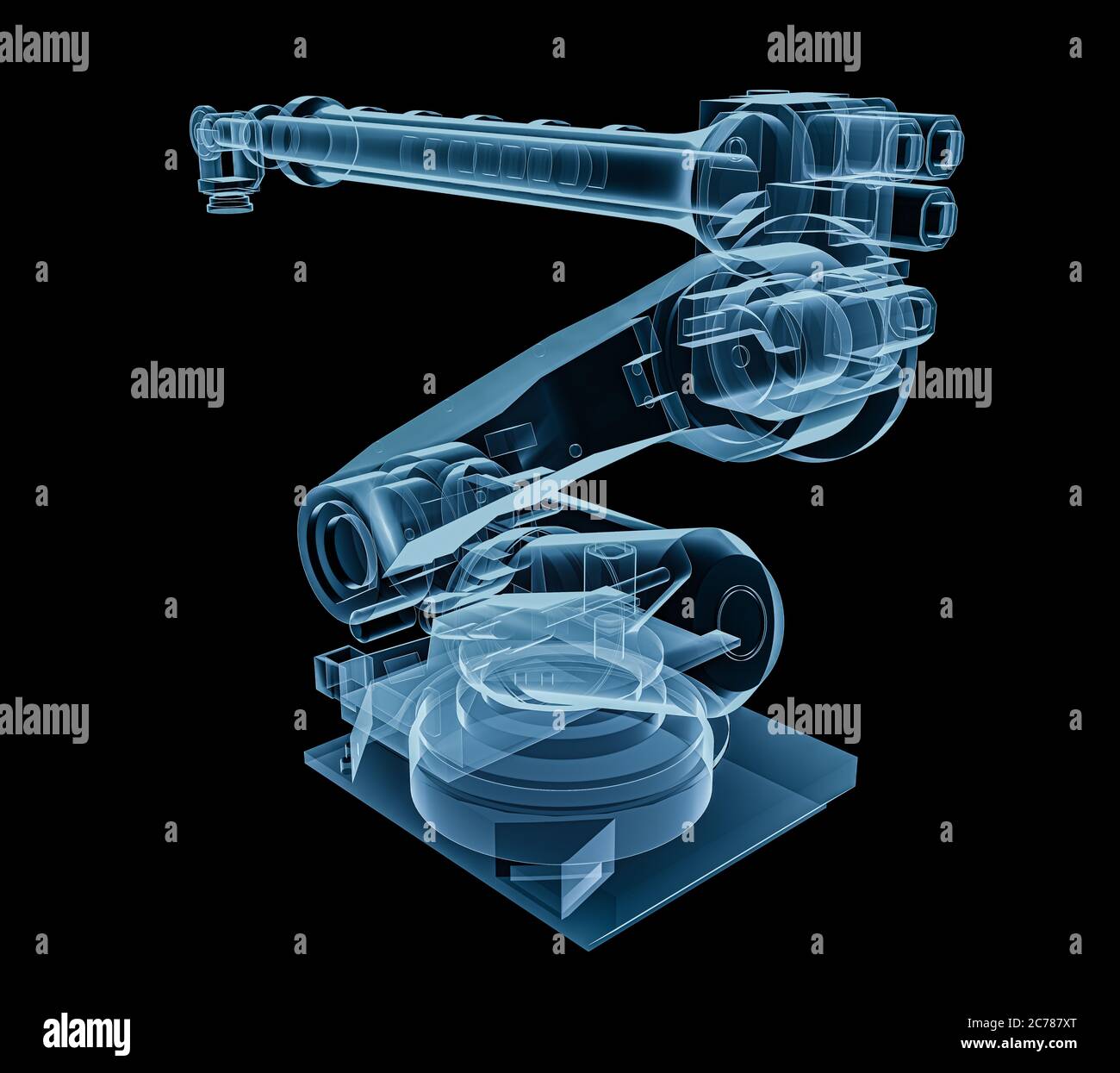 Industrial robot, x-ray blue transparent Stock Photo - Alamy
