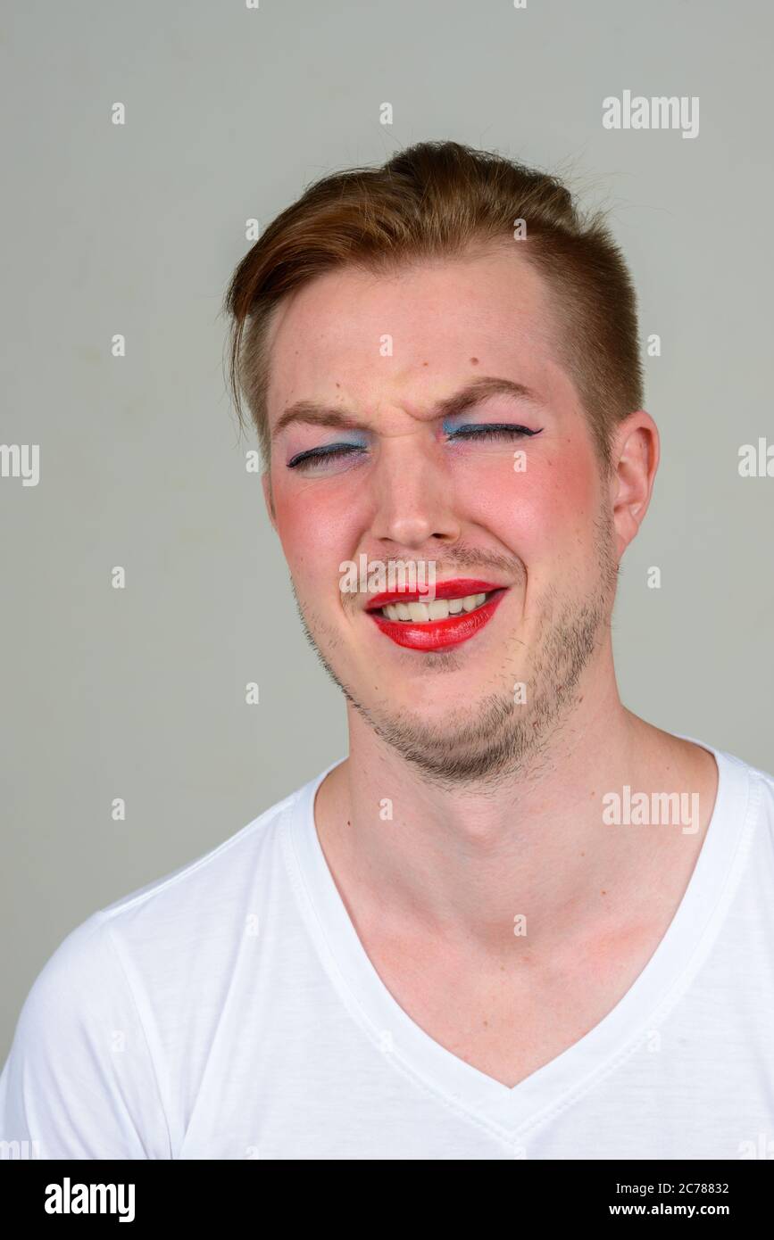 Man stubble lipstick hi-res stock photography and images - Alamy