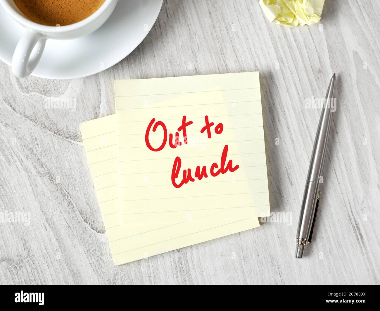Out to lunch message Stock Photo - Alamy