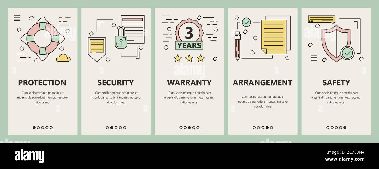 Vector thin line flat design insurance concept vertical banners Stock ...