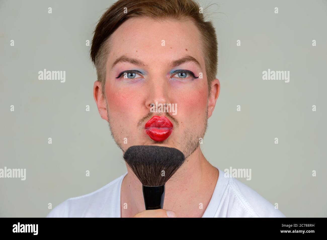 Man stubble lipstick hi-res stock photography and images - Alamy