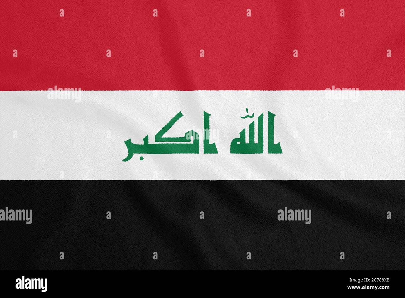 Flag of Iraq on textured fabric. Patriotic symbol Stock Photo - Alamy