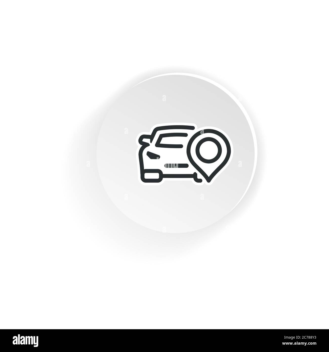 Car location pin icon. Geolocation auto. Vector on isolated white ...