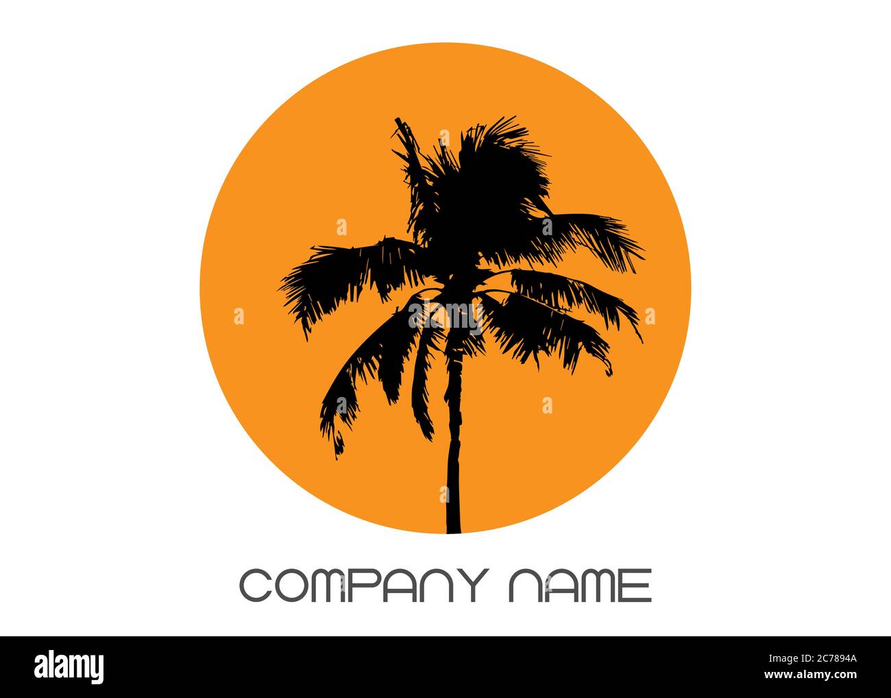 Palm tree summer logo template. Tropical palm tree, green silhouette ...