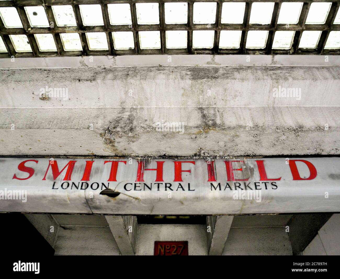 Signage outside the former entrance to Smithfield, London Central ...