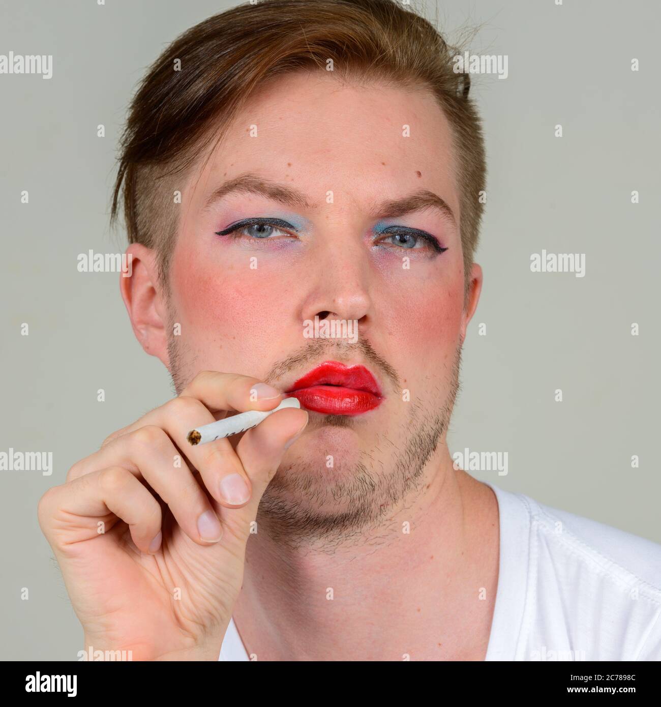 Man stubble lipstick hi-res stock photography and images - Alamy