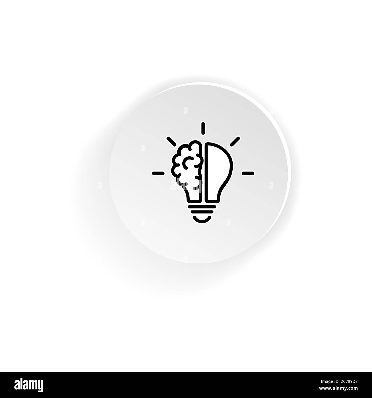Half brain half bulb line icon. Creative ideas concept. Vector on ...