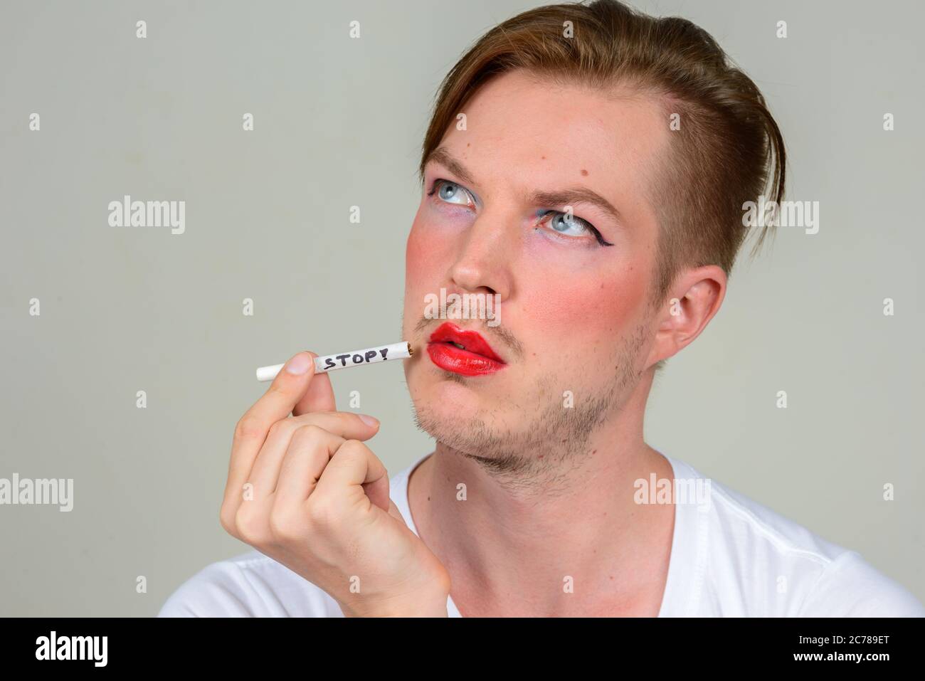 Man stubble lipstick hi-res stock photography and images - Alamy
