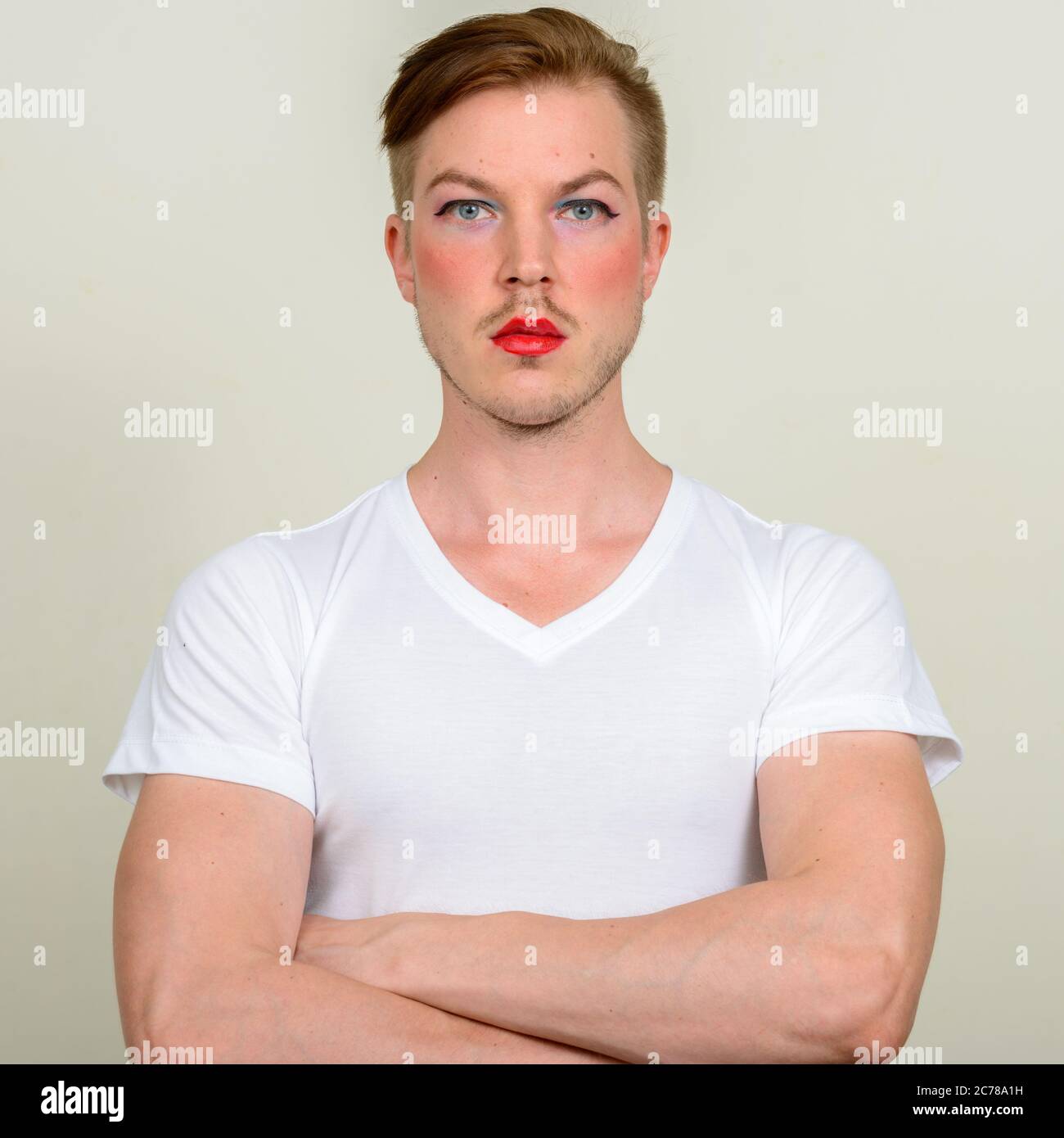 Man stubble lipstick hi-res stock photography and images - Alamy