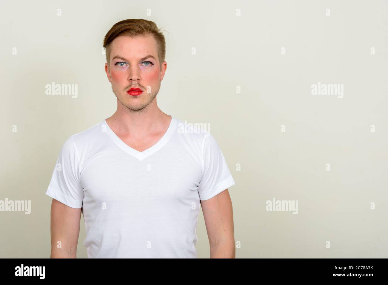 Man stubble lipstick hi-res stock photography and images - Alamy