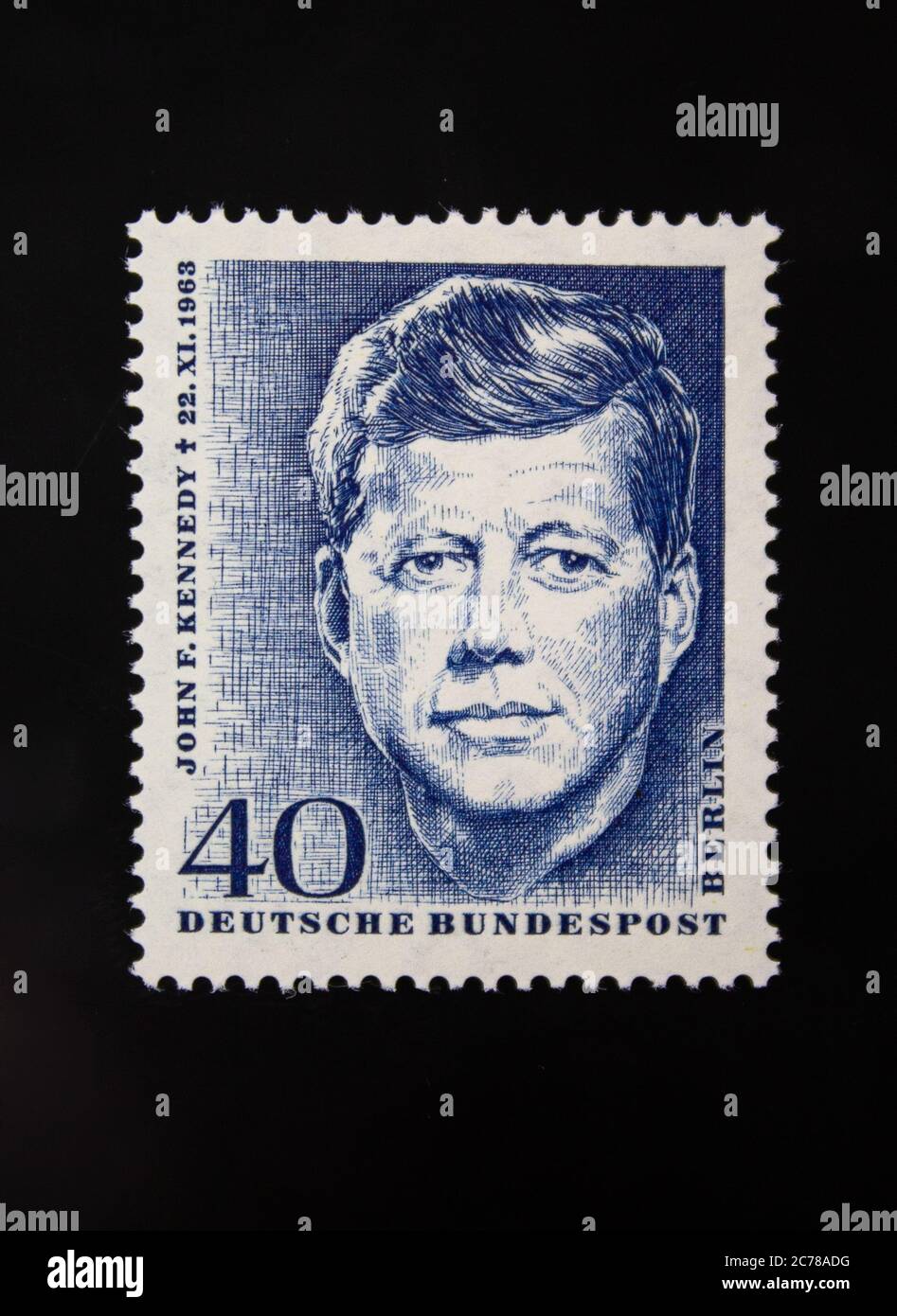 Postage stamp from FRG Berlin. Printed 11/21/1964. 1st anniversary of ...