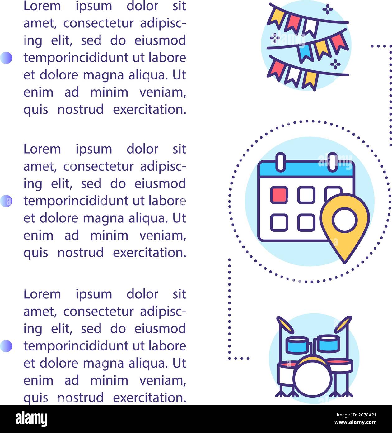 Local events concept icon with text. Outdoor music concerts and ...