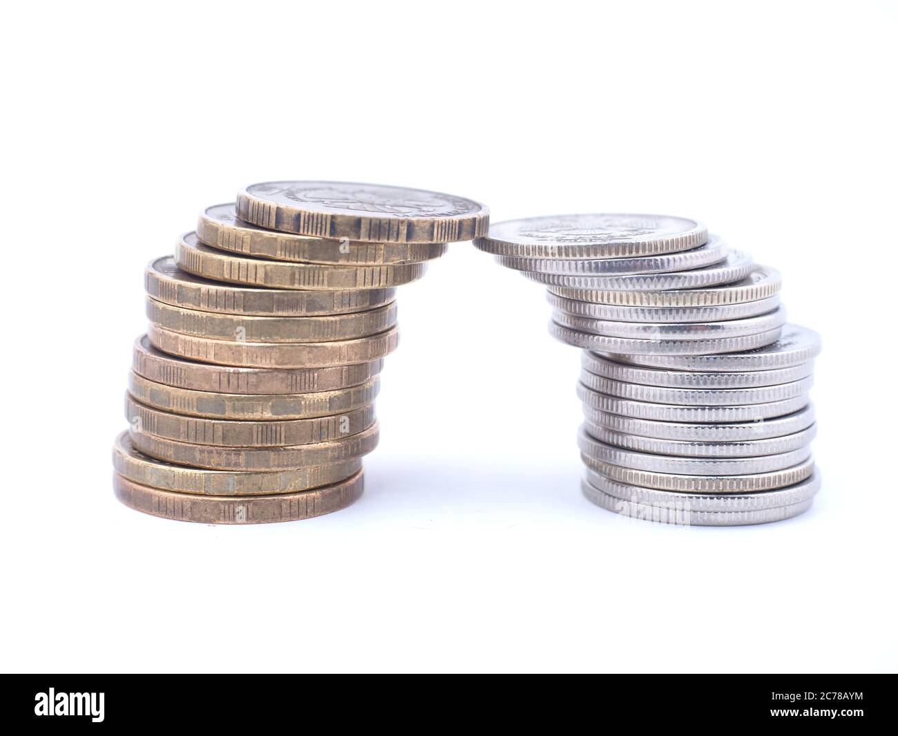 coins on a white background Stock Photo - Alamy