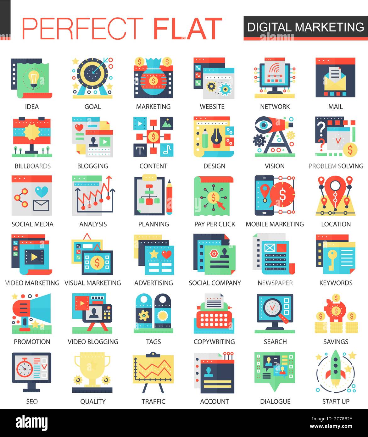 Digital marketing vector complex flat icon concept symbols for web ...