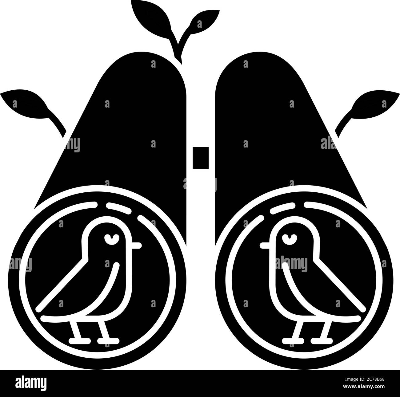 Birdwatching black glyph icon. Birds observation hobby, recreational ...