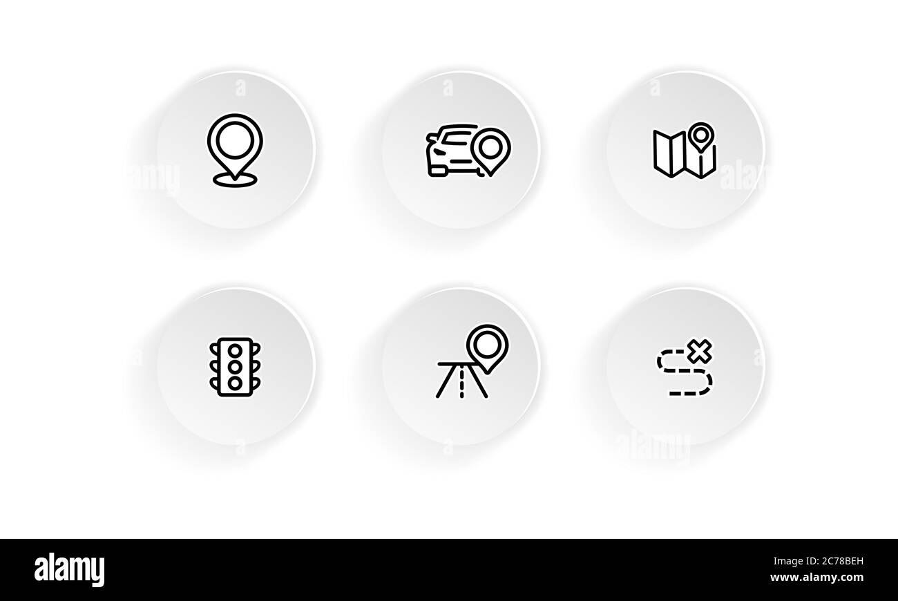 Map with road and location icon set. Vector on isolated white background. EPS 10 Stock Vector ...