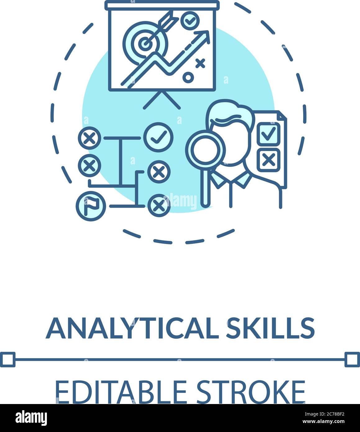 Analytical skill concept icon. Good lawyer and analyst requirement ...