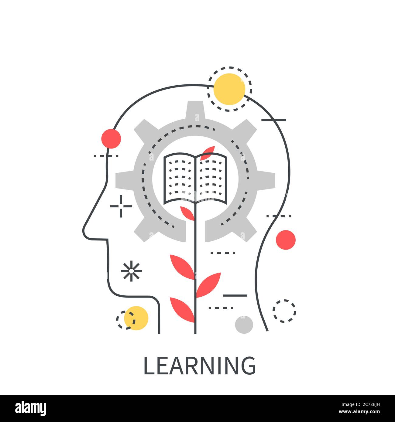 Learning mind education concept isolated on the white background Stock ...