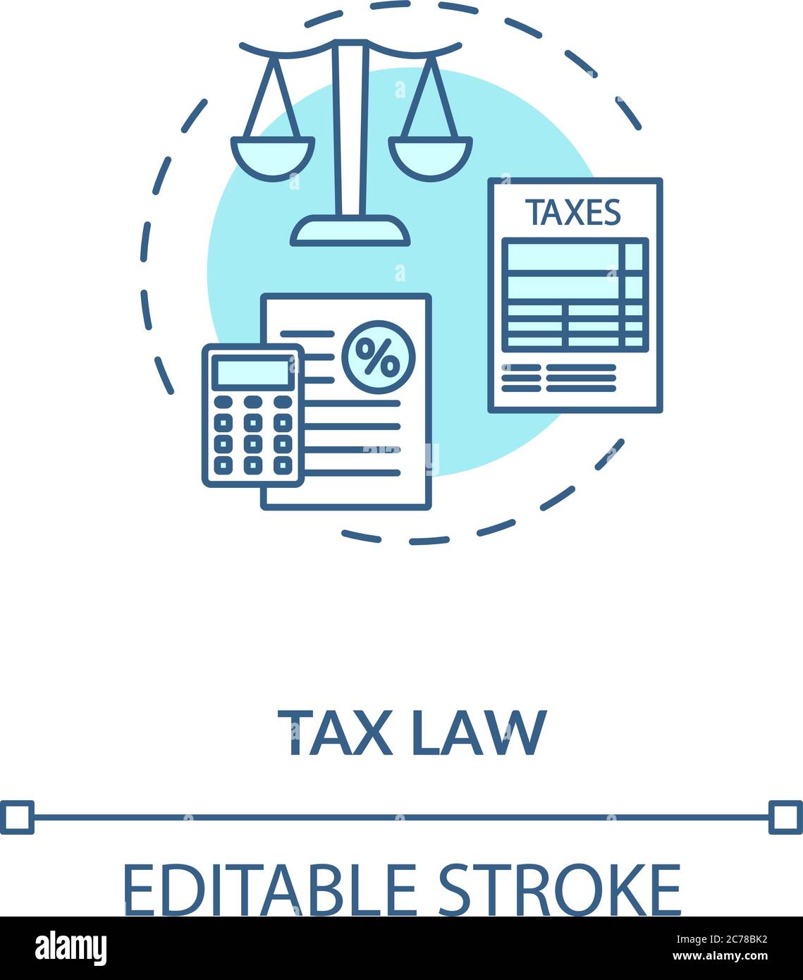 Tax law concept icon. Domestic and international taxation. Notary ...