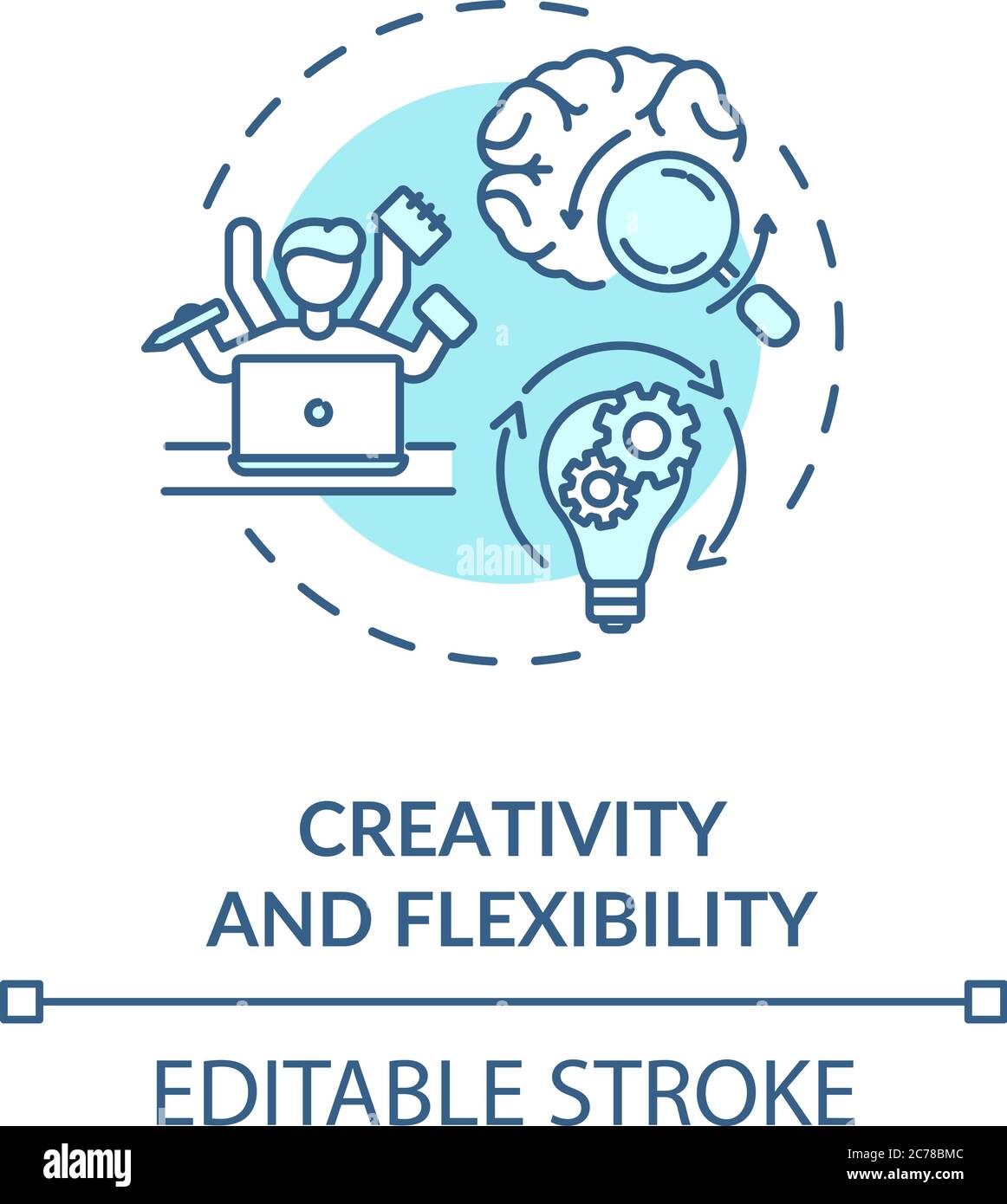 Creativity and flexibility concept icon. Employee multitasking. Good ...