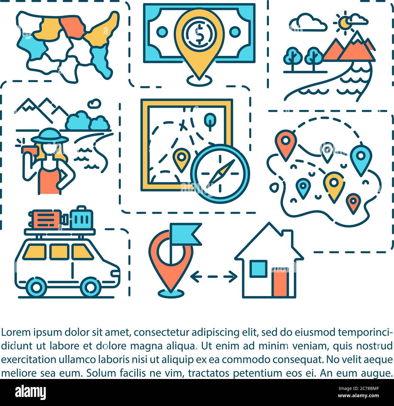 Domestic travel concept icon with text. Local travel destinations ...