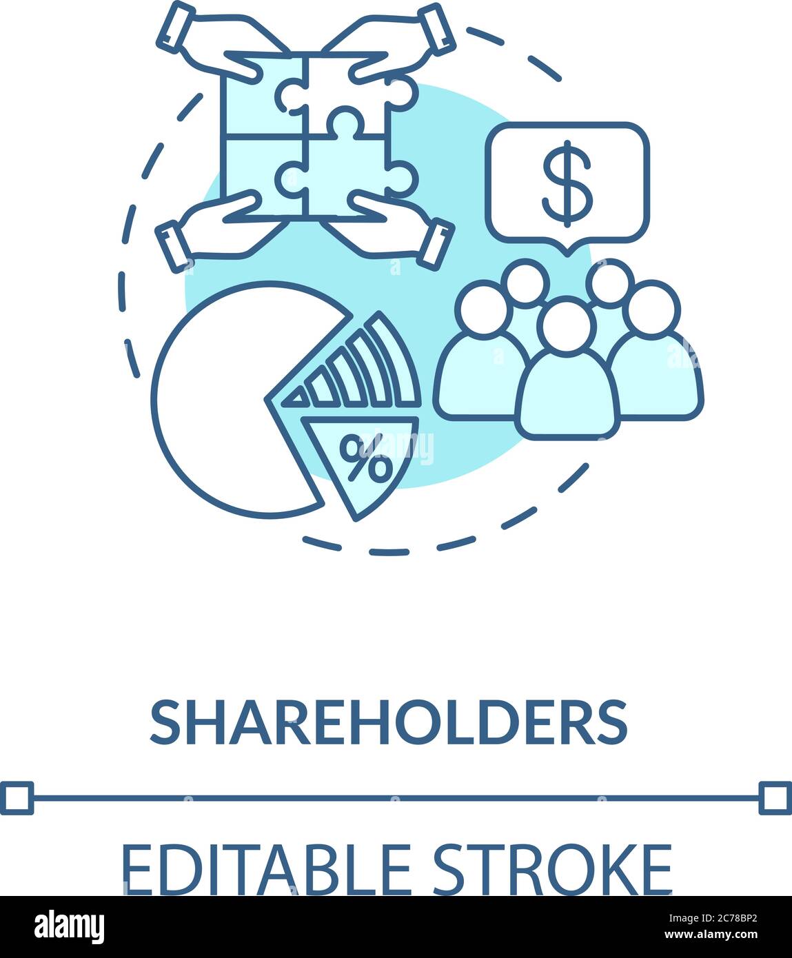 Shareholders concept icon. Corporation members, crowdfunding. Investing ...
