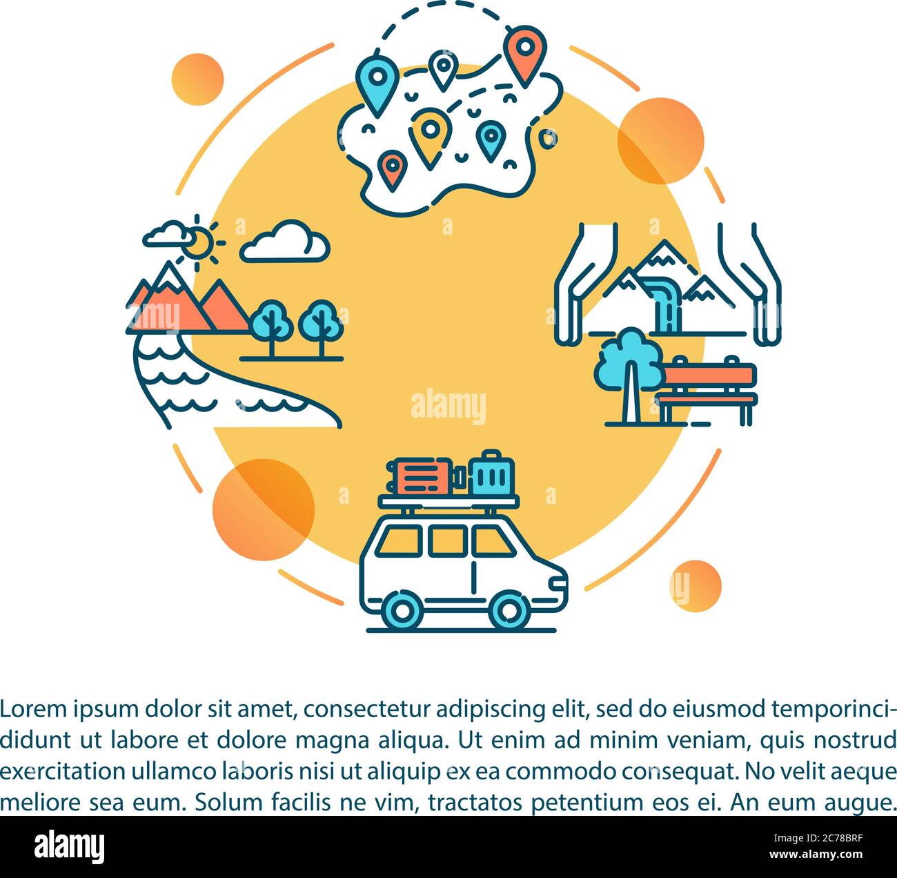 Domestic tourism destinations concept icon with text. Green travelling ...