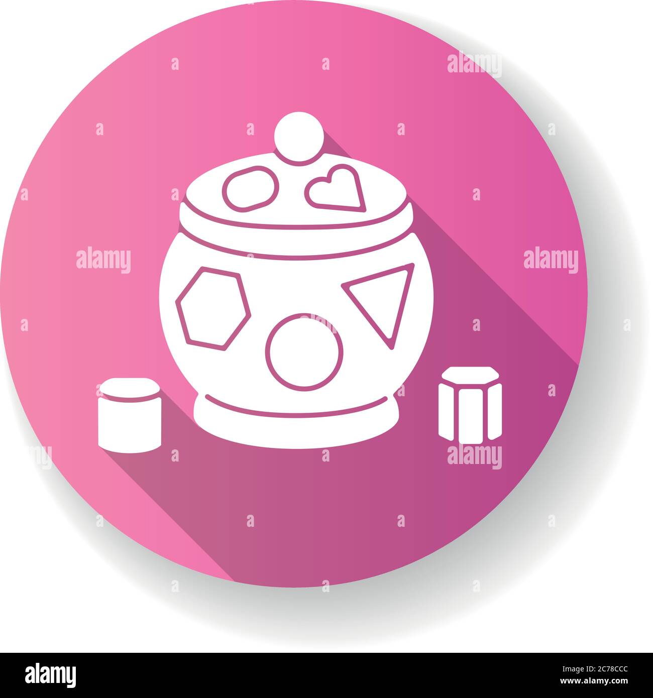 Shape sorter pot pink flat design long shadow glyph icon. Sorting toy ...