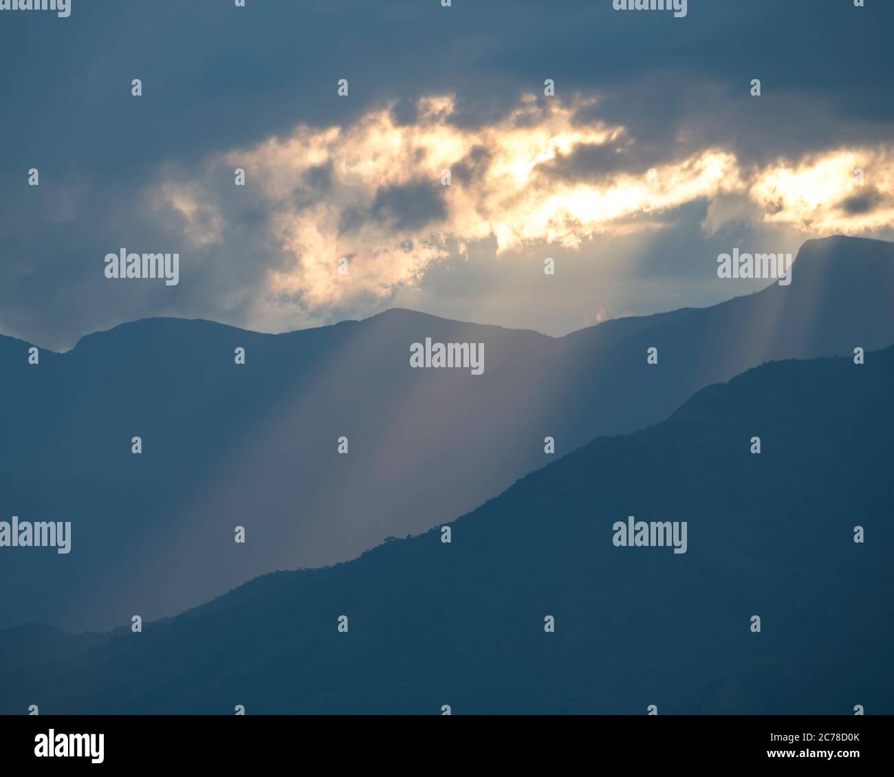 View of Mountains at dusk, Barichara, Santander, Colombia, South ...