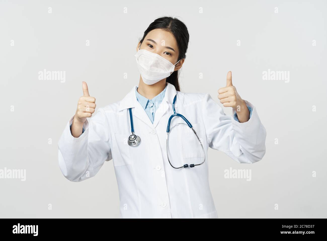 Female doctor medicine white coat protective mask health hospital Stock ...