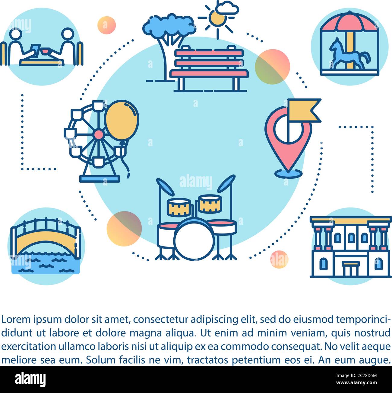 Local tourism destinations concept icon with text. Local museums and ...