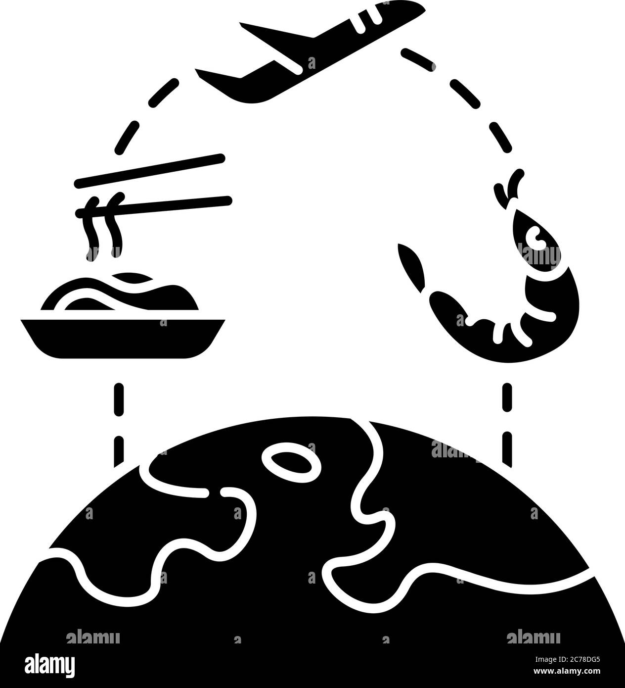 Food tourism black glyph icon. International culinary tours silhouette ...