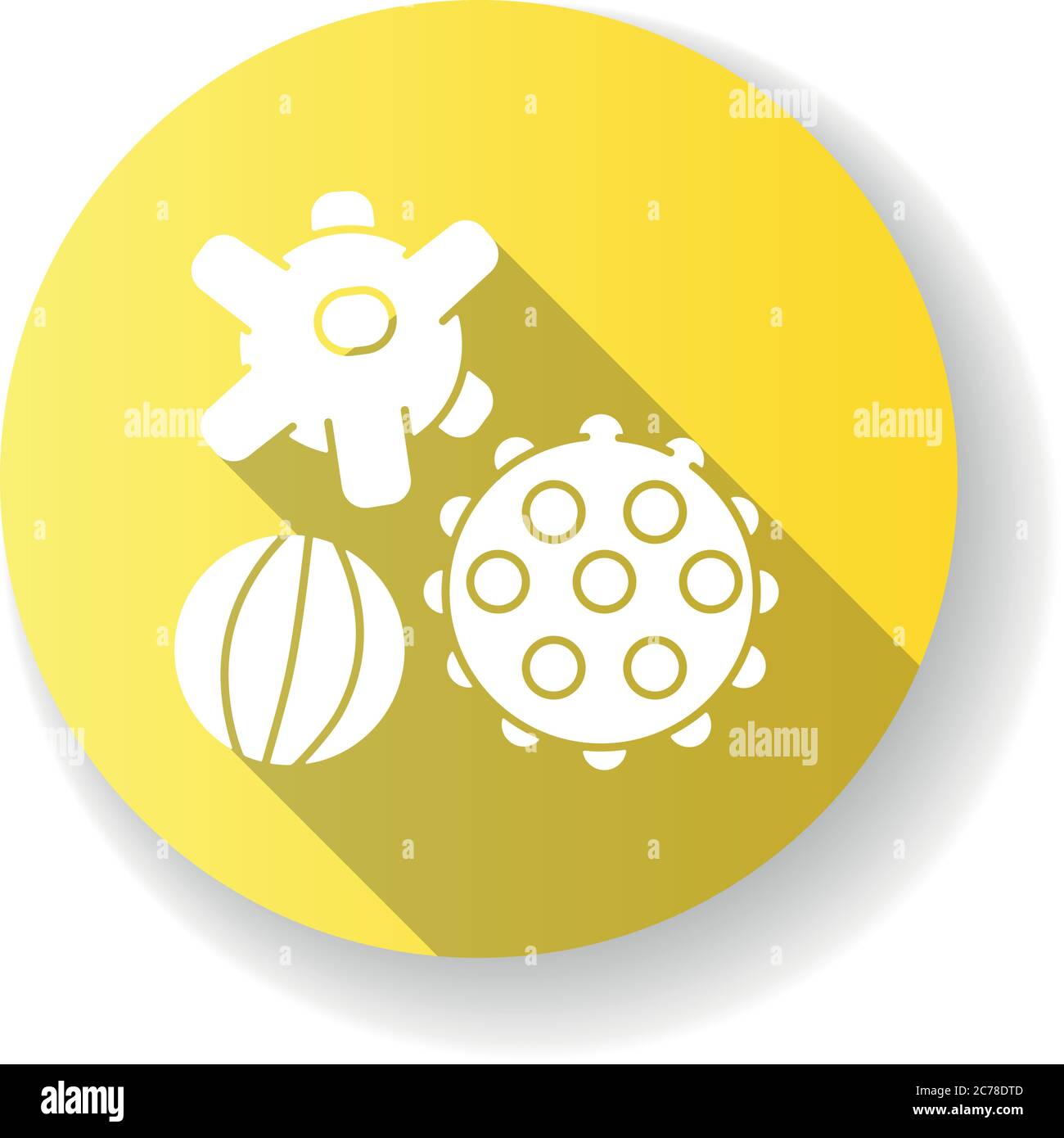 Sensory balls yellow flat design long shadow glyph icon. Tactile and ...
