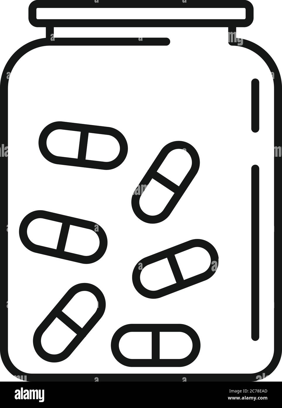 Capsule glass jar icon. Outline capsule glass jar vector icon for web ...