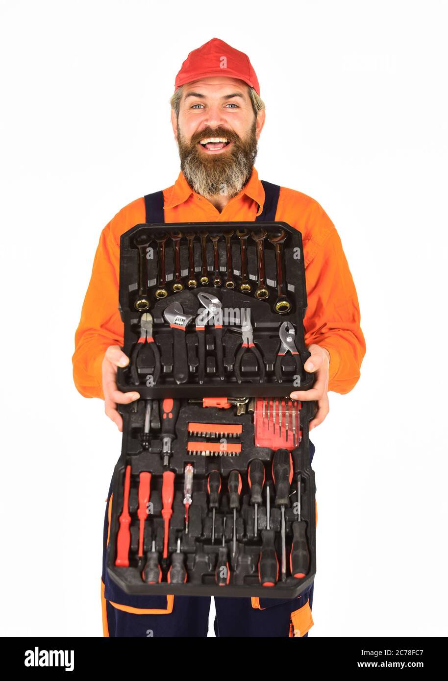 Professional equipment. Dream of handyman. Screwdrivers set. Man ...