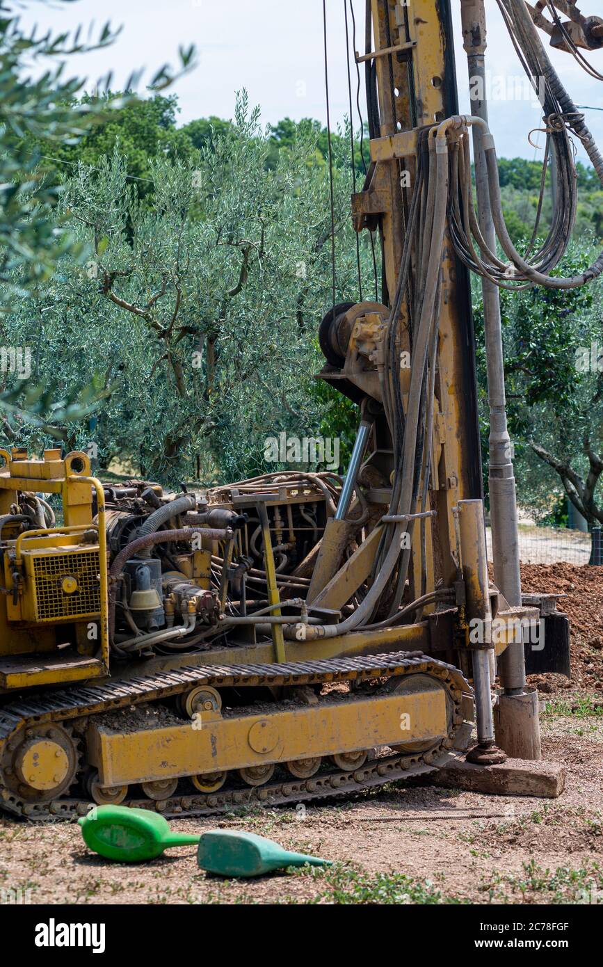 auger for water wells in a domestic construction site Stock Photo - Alamy