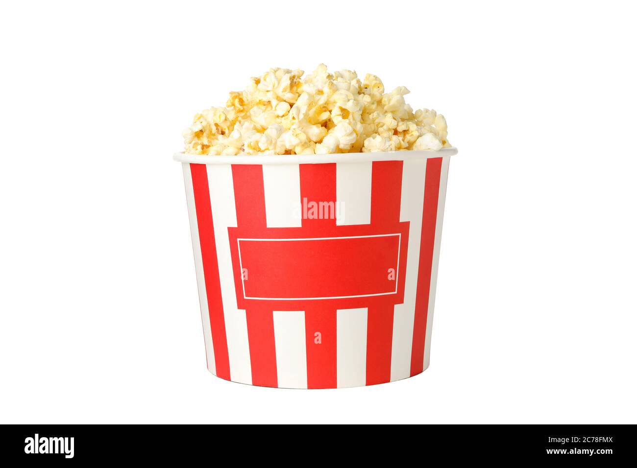 Cardboard bucket with popcorn isolated on white background Stock Photo ...