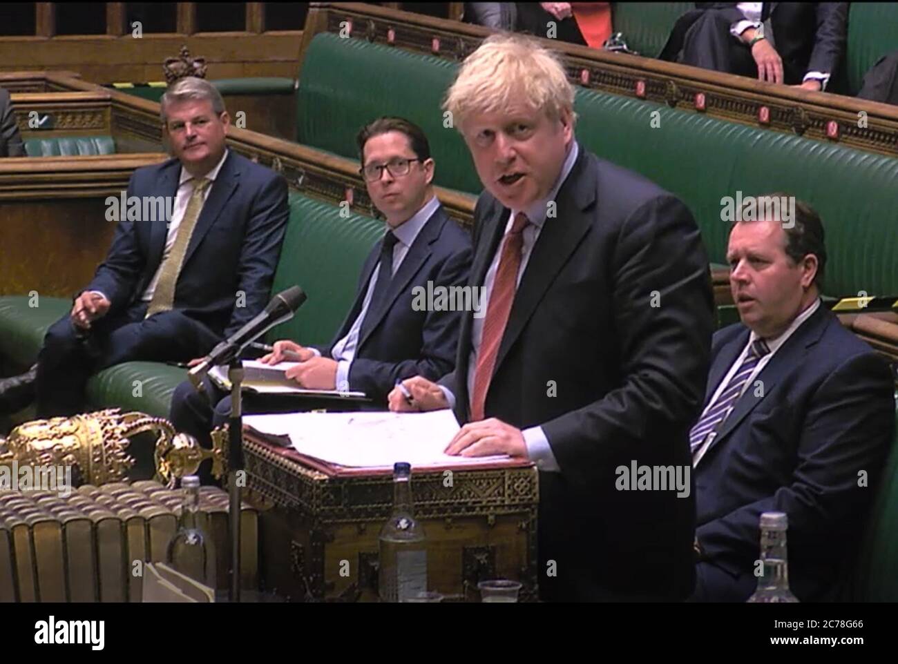 Prime Minister Boris Johnson speaks during Prime Minister's Questions ...