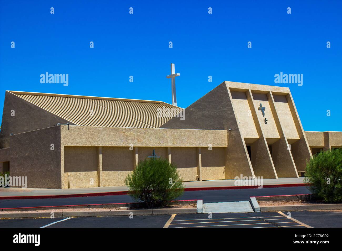 Modern Church With Multiple Crosses Stock Photo - Alamy