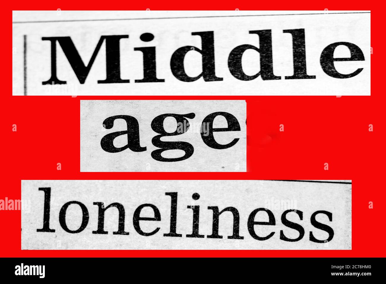 Distressed newspaper headline reading against loneliness UK Stock Photo ...