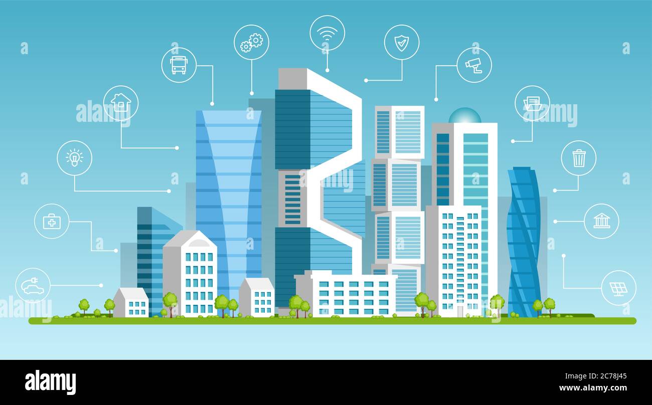 Smart City Concept. Creative Vector Illustration Of Urban Cityscape ...