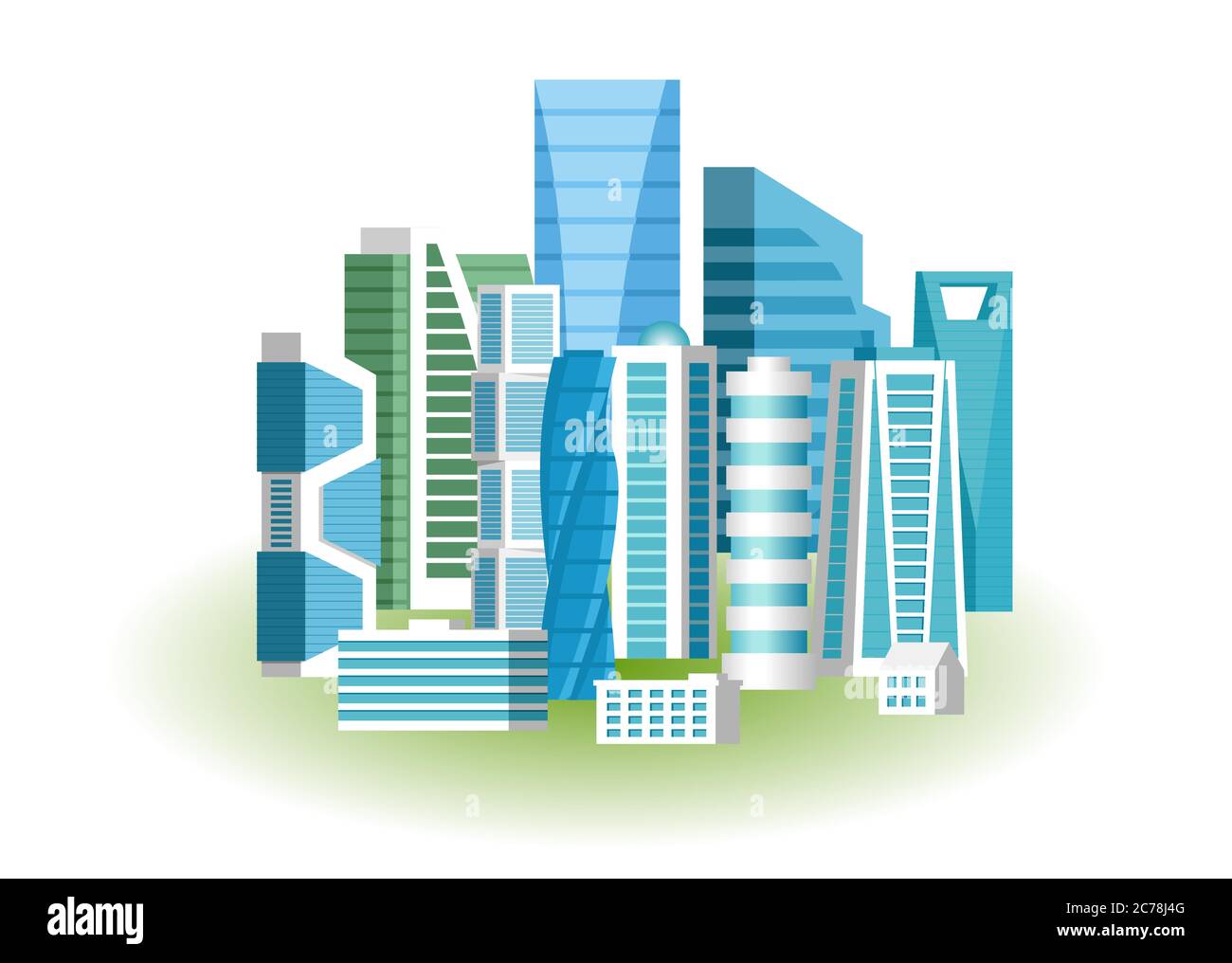 Vector Illustration Of Modern City Skyscraper Buildings Landscape ...