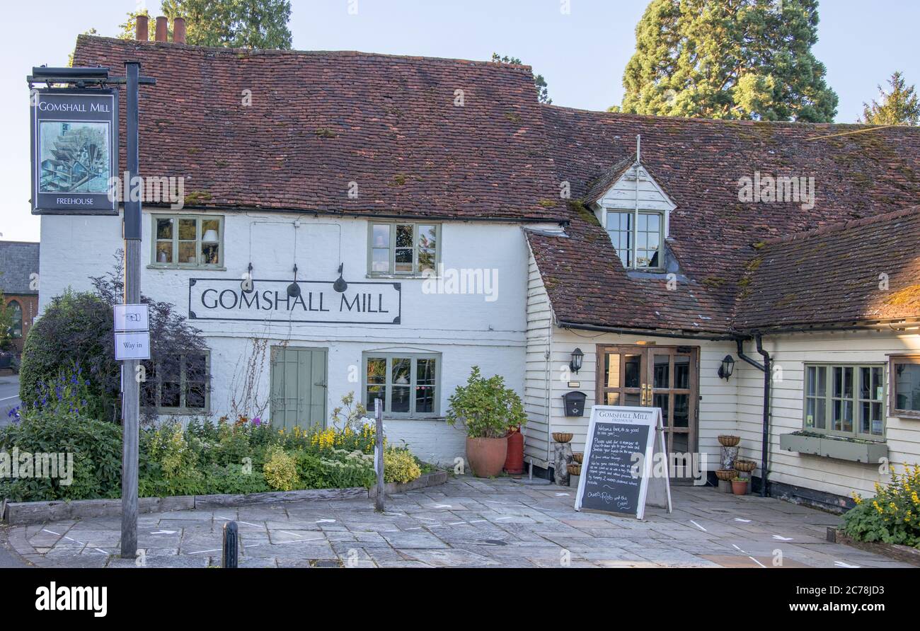 gomshall mill pub in the village of gomshall in surrey Stock Photo - Alamy