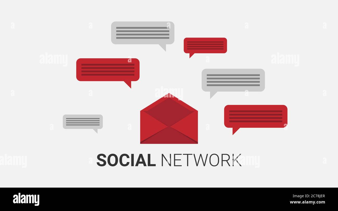 Online Chat Message Icons Over Gray Background, Panorama, Vector ...