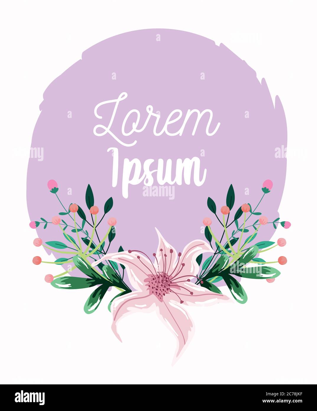 wedding invitation, wreath with flowers and leaves floral template ...