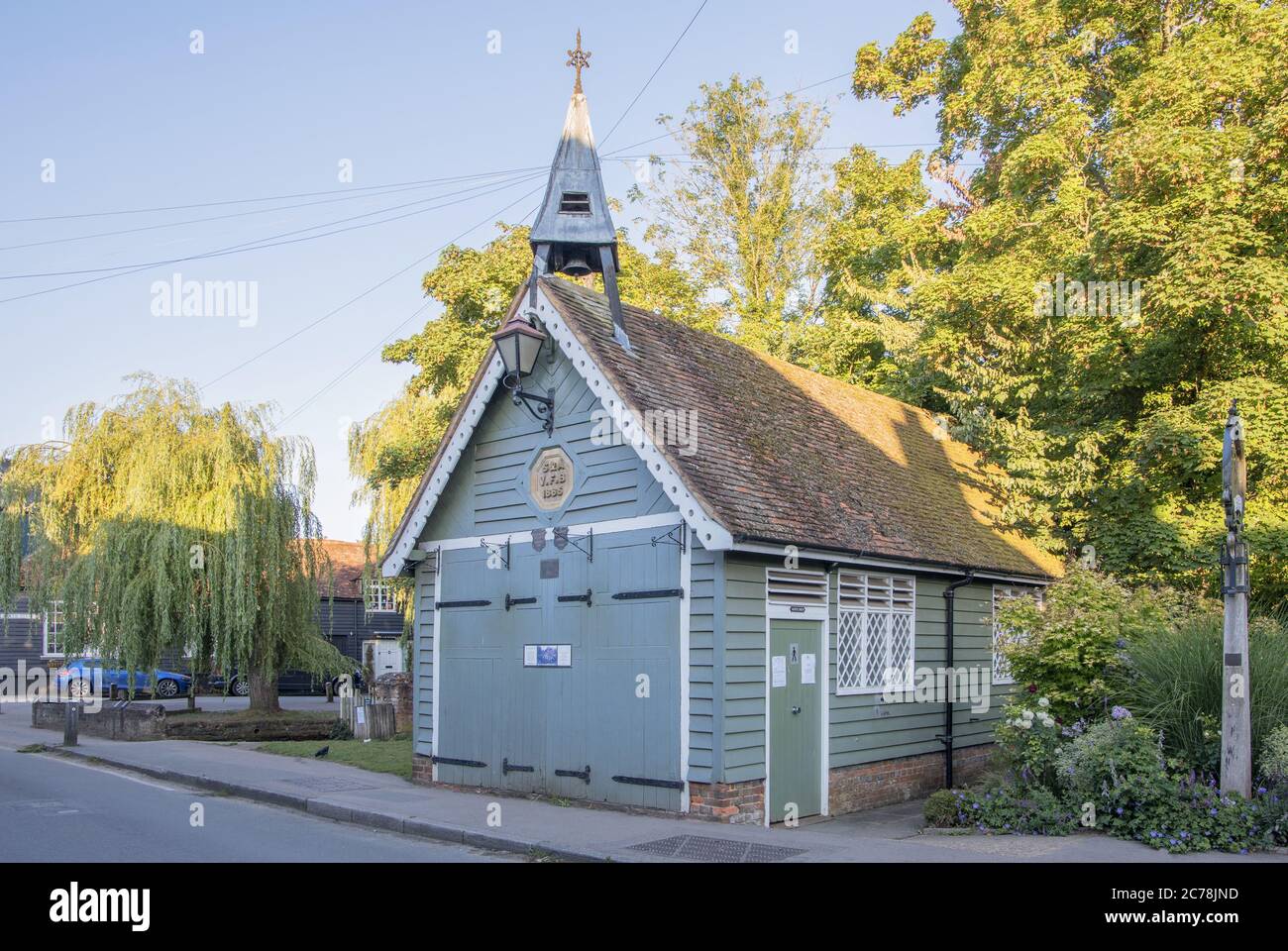 public toilets and charming old buildings lining the main street in the ...