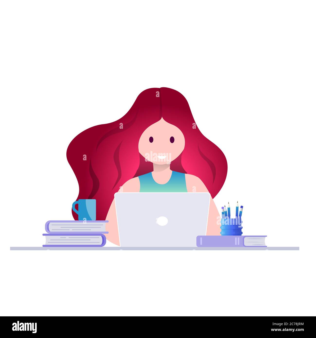 Online education, self learning concept vector illustration. Student ...
