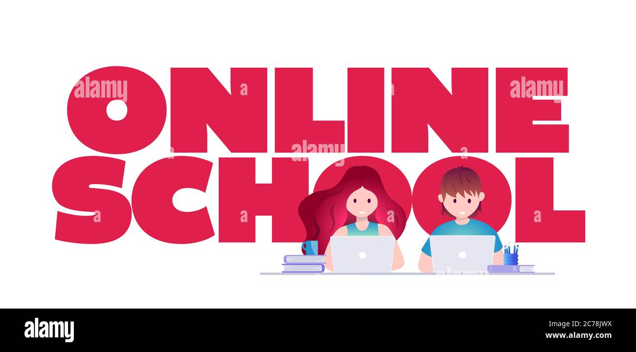 Online education, self learning concept vector illustration. Students ...