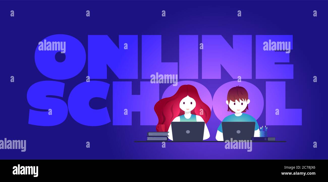 Online education, self learning concept vector illustration. Students ...