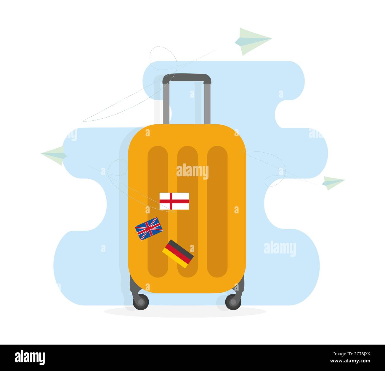 Vector illustration of travel luggage icon with suitcase stickers Stock ...